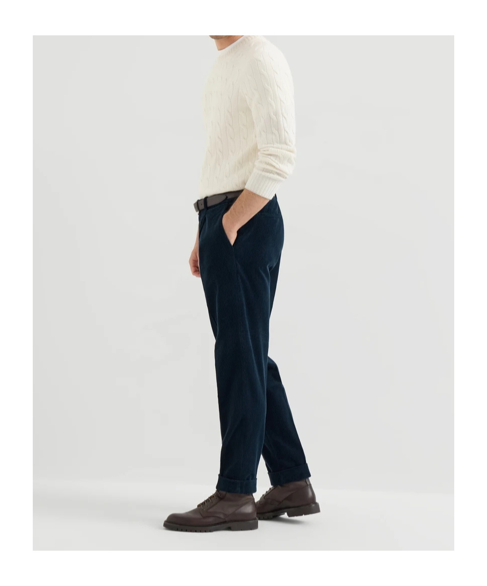 BRUNELLO CUCINELLI Brunello Cucinelli Garment-Dyed Cotton Corduroy Trousers with Pleats